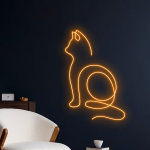 Cat Neon Sign, Cat Line Art Led Sign, Cute Cat Neon Light, Cat Pet Led ...