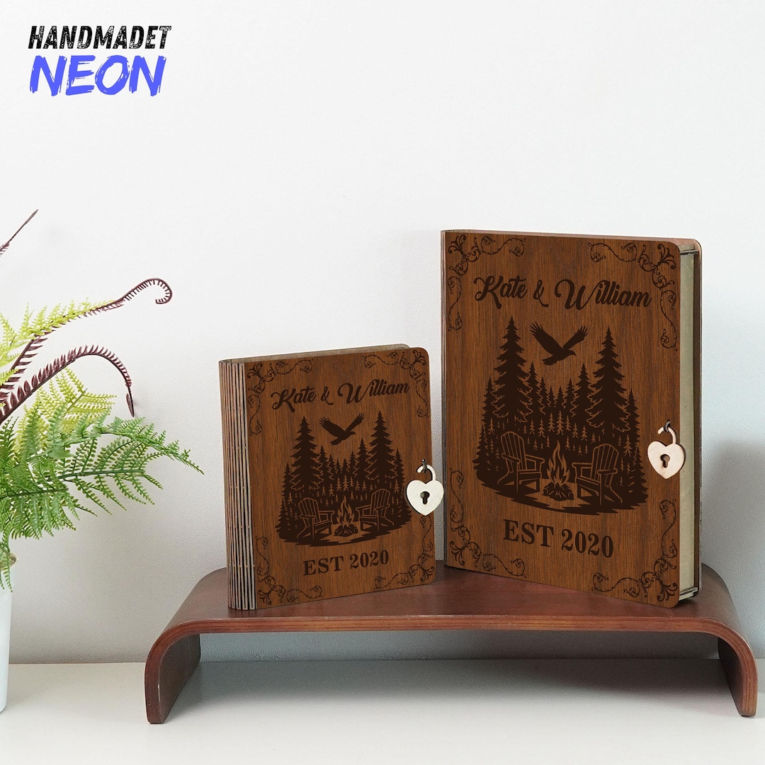 Personalized Wooden Cabin Memory Book, Custom Engraved Memory Box With ...