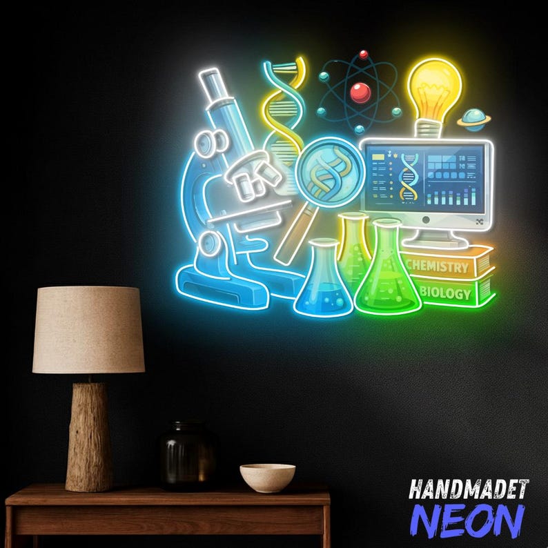 Science Laboratory Neon Sign, Chemistry Biology Led Light, Custom Neon ...