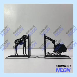 Custom Grazing Giraffe Metal Bookends Giraffe Name Bookend, Giraffe ...