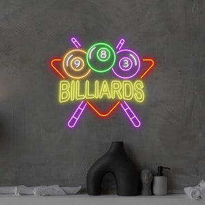 Billiards Led Sign, Billiards Neon Sign, Wall Decor, 8 Ball Neon Sign ...