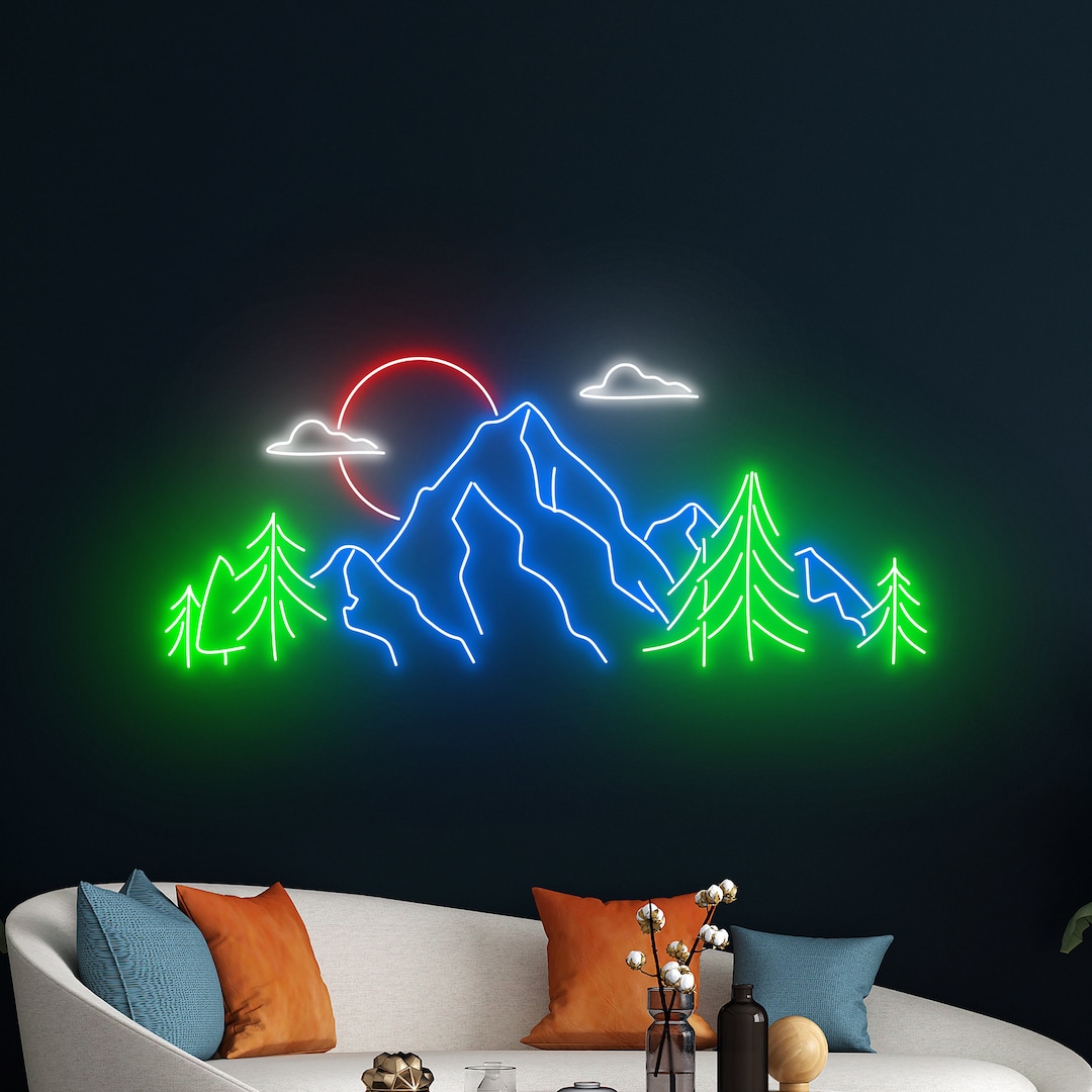 Pine Mountain Led Sign, Mountain Neon Sign, Custom Mountain Neon Light ...