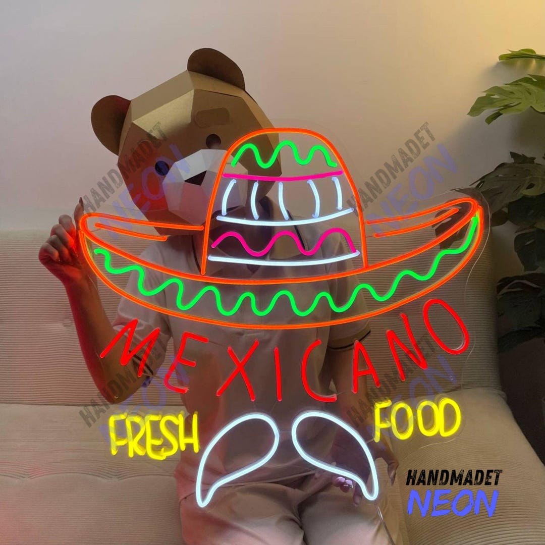 Mexicano Fresh Food Led Sign, Mexican Fresh Food Neon Sign, Wall Decor ...