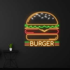 Burger Neon Sign, Burger Neon Light, Burger Led Light, Fast Food Led ...