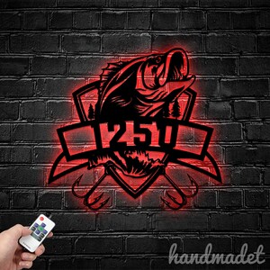 Personalized Bass Fish House Number, Fishing Home Number Metal Wall ...