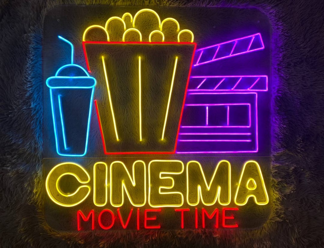 Movie Time Led Sign, Movie Neon Sign, Wall Decor, Movie Time Neon Sign ...
