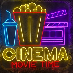 Movie Time Led Sign, Movie Neon Sign, Wall Decor, Movie Time Neon Sign ...