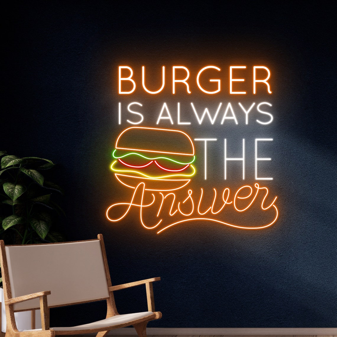Burger is Always the Answer Neon Sign, Burgers Neon Light, Burgers Led ...