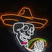 Mexican Skull Taco Neon Sign, Sugar Skull Taco Neon Sign, Tacos Neon ...