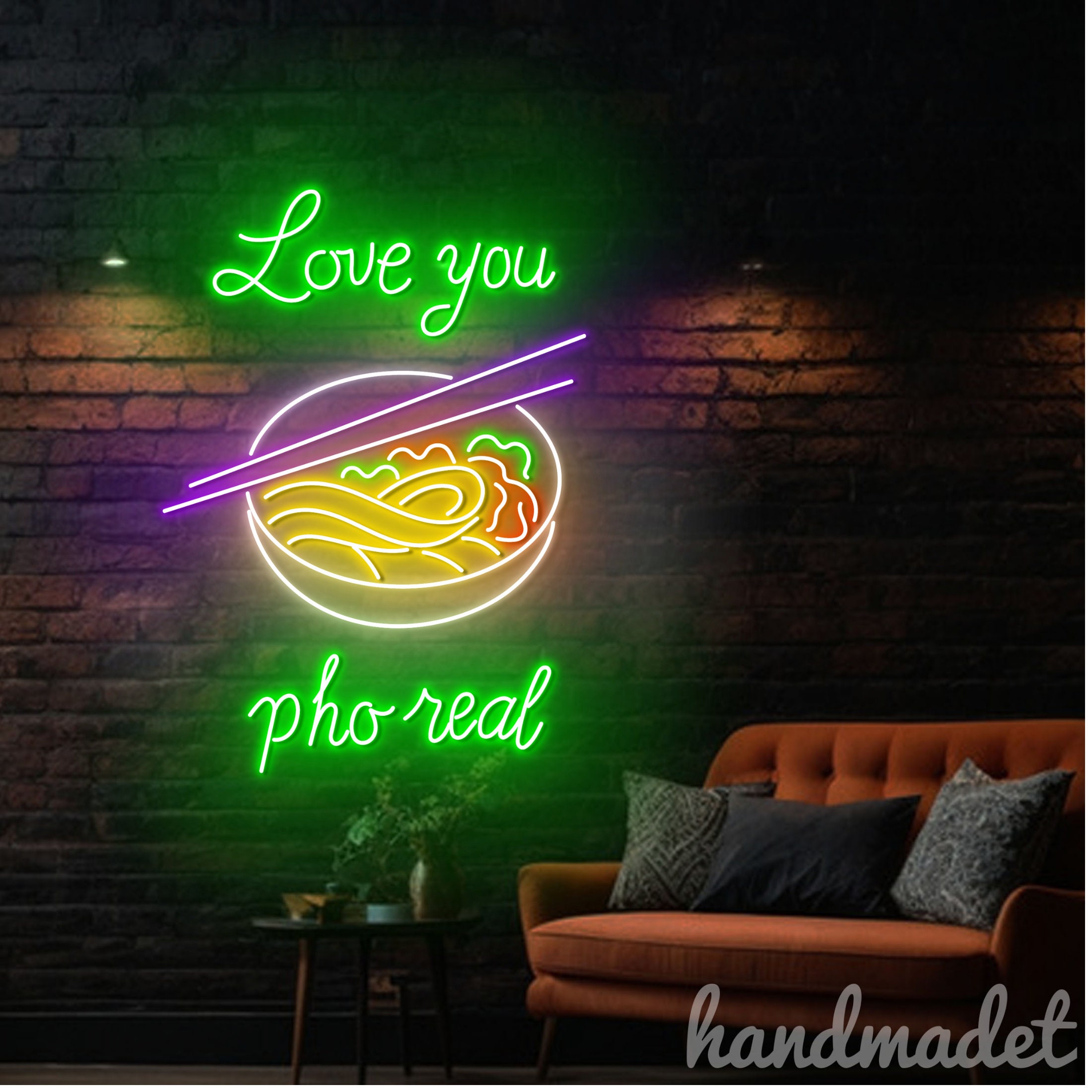Love You Pho Real Neon Wall Sign, Pho Bowl Led Wall Light, Vietnamese ...