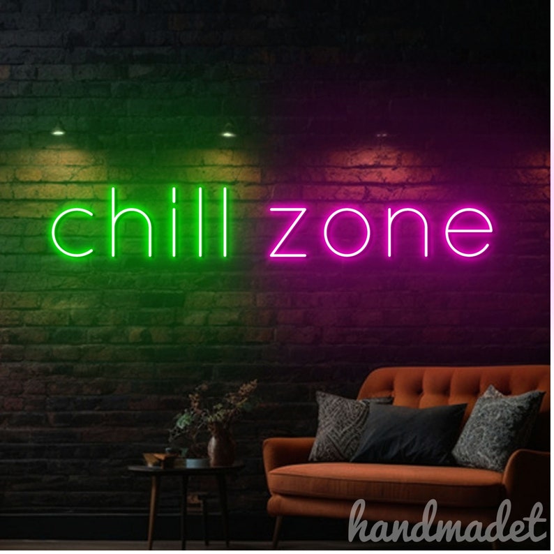 Chill Zone Neon Wall Sign, Chill Zone Words Led Wall Sign, Custom Quote ...