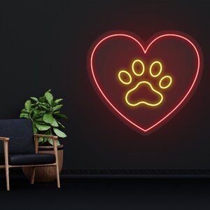 Paw Print Neon Sign for Wall Decor for Bar Cafes Birthday - Etsy