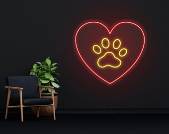 Neon Dog Paw Sign - Etsy