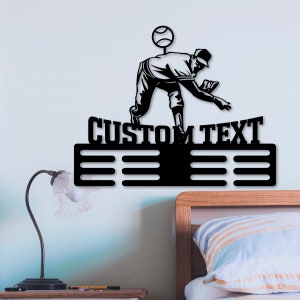 Custom Baseball Medal Hanger Metal Wall Art LED Light, Baseball Medal ...