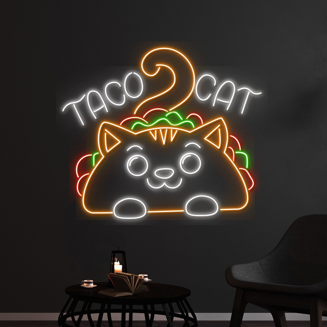 Taco Cat Neon Sign Tacos Cat Led Sign Cat Taco Led Light - Etsy