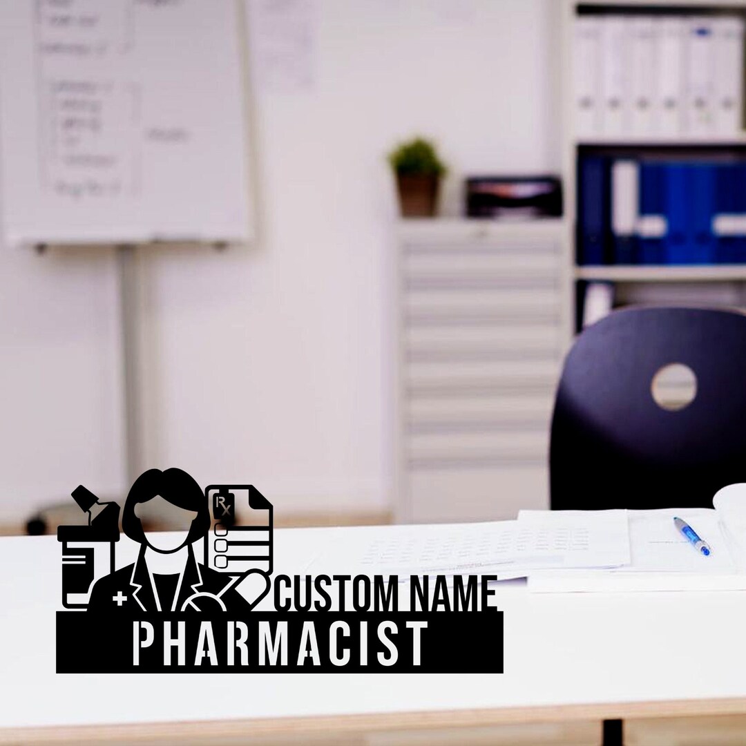 Custom Pharmacist Desk Name Plate, Pharmacist Metal Nameplate for Desk ...