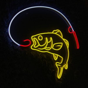 Fishing Neon Led Sign, Salmon Neon Sign, Wall Decor, Fish Led Light ...
