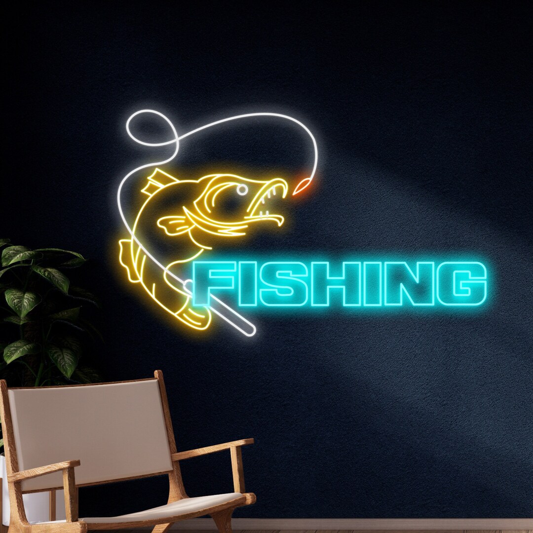 Fishing Neon Led Sign, Fishing Neon Sign, Fisher Led Light, Fisherman ...