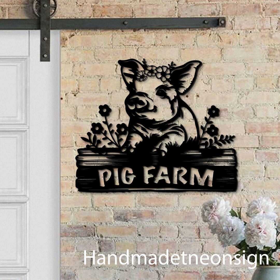 Personalized Pig Farm House Number, Raise Pig Home Number Metal Wall ...