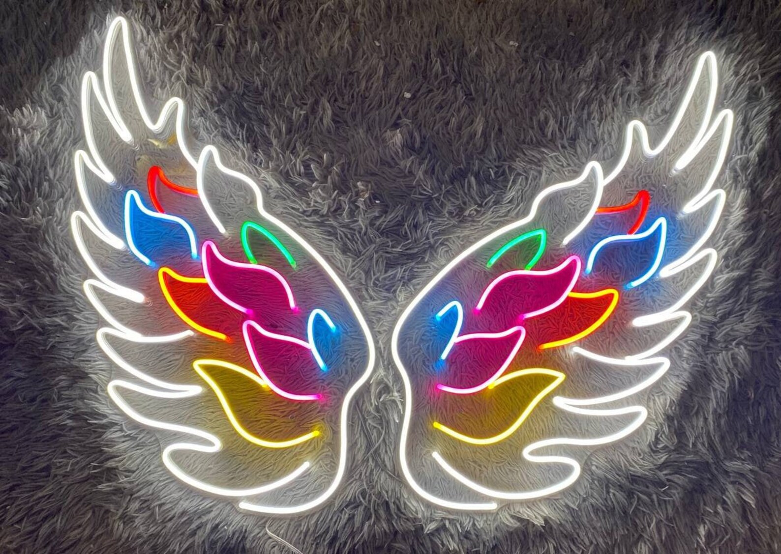 Wings Neon Sign | Wings Room Decor | Colorful Wings Neon Sign | Neon ...