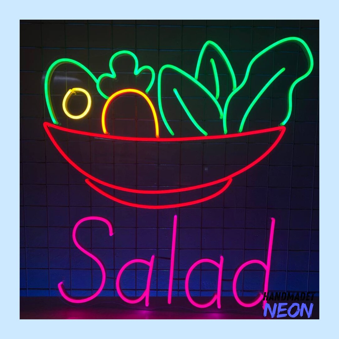 Vegetable Salad Neon Sign, Salad Led Sign, Salad Bowl Neon Light, Salad ...