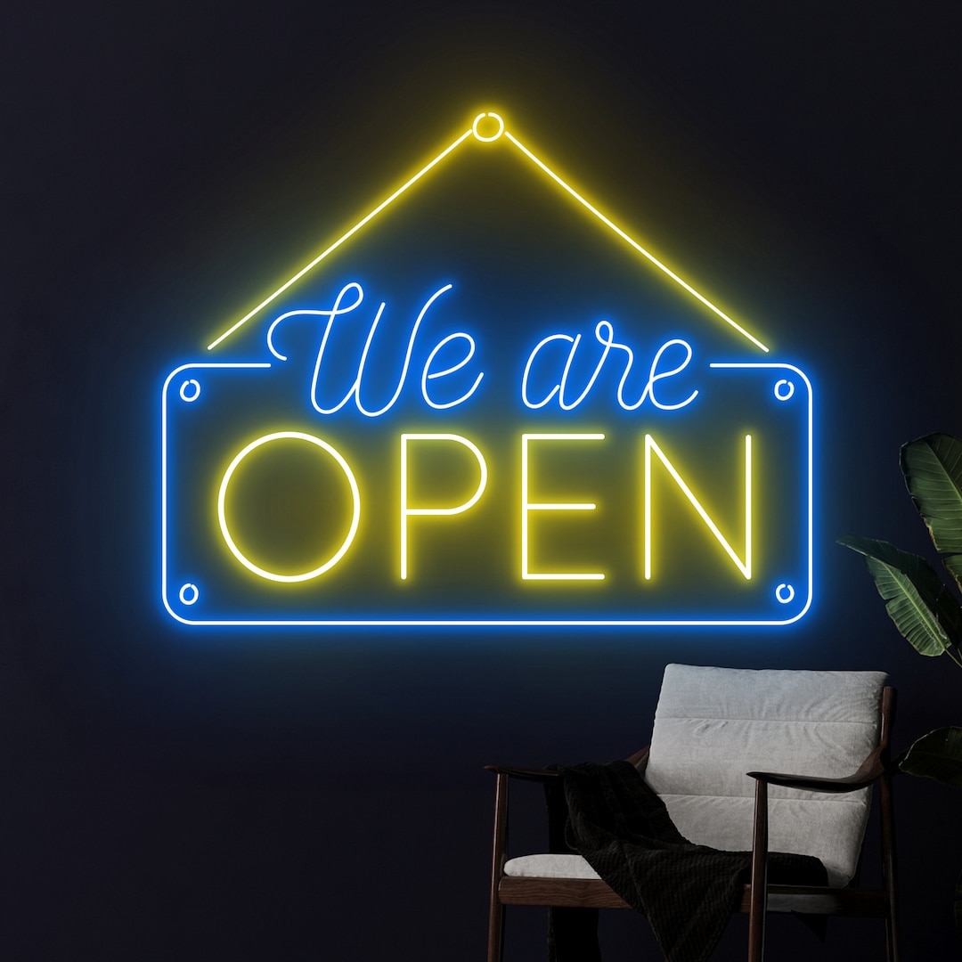 We're Open Led Sign, We Are Open Neon Sign, Open Led Light, Custom Text ...