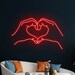 Heart Hand Neon Sign, Heart Hand Neon Light, Heart Led Light, Hand Led ...
