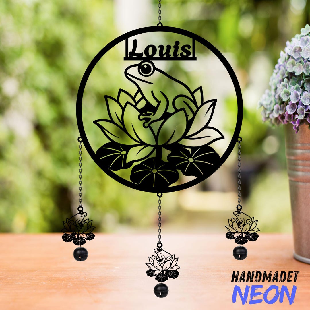 Personalized Frog Metal Wind Chimes Rattle, Custom Frog Wind Chimes ...