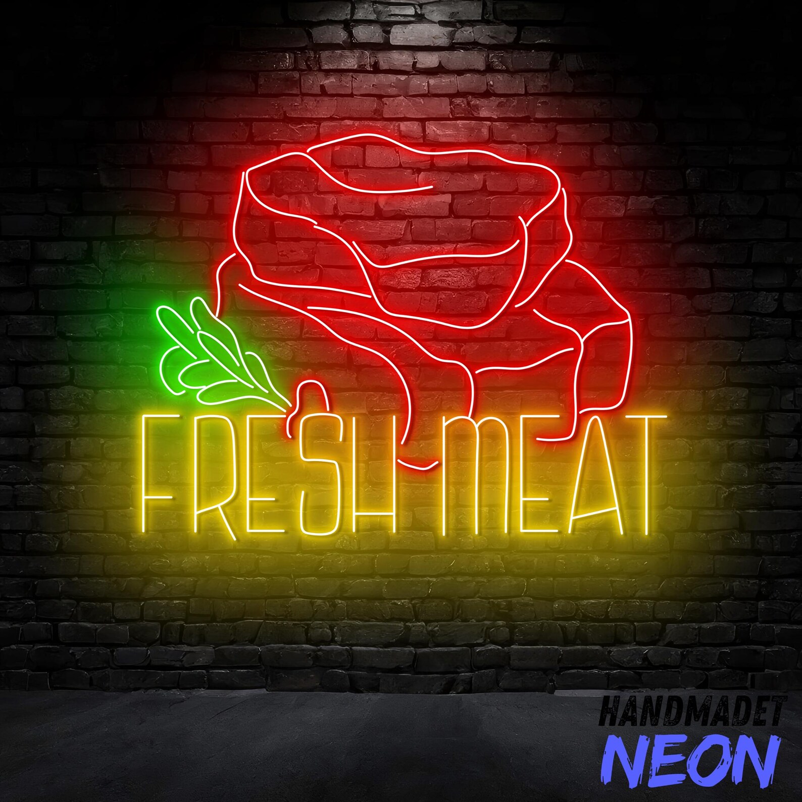Fresh Meat Neon Sign, Slab of Beef Led Sign, Meat Store Led Light, Meat ...