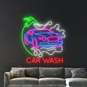Car Wash Neon Sign, Car Wash Logo Neon Light, Car Wash Open Led Light ...