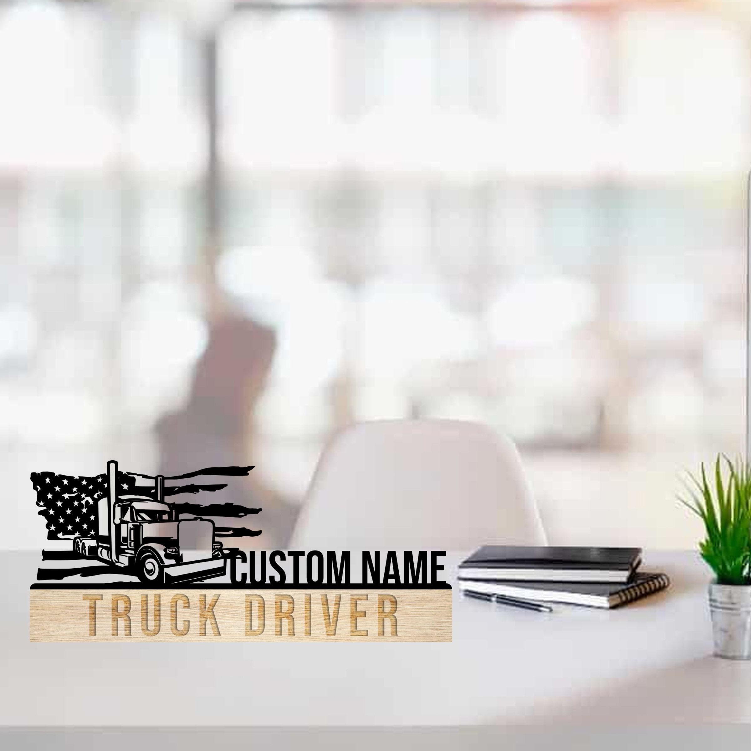 Custom Truck Driver Desk Name Plate, Truck Driver Metal Nameplate for ...