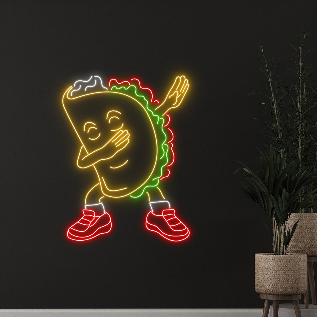 Custom Dabbing Tacos Neon Sign, Tacos LED Light, Taco Neon Light ...