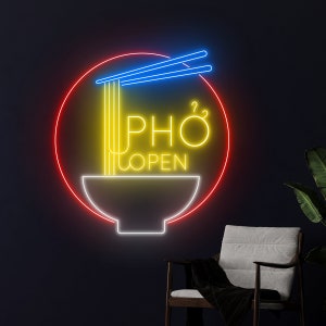 Pho Open Led Sign, Pho Noodles Neon Sign, Vietnamese Noodles Led Light ...