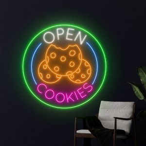 Cookies Open Logo Neon Sign, Cookies Open Neon Sign, Cookies Bakery Led ...