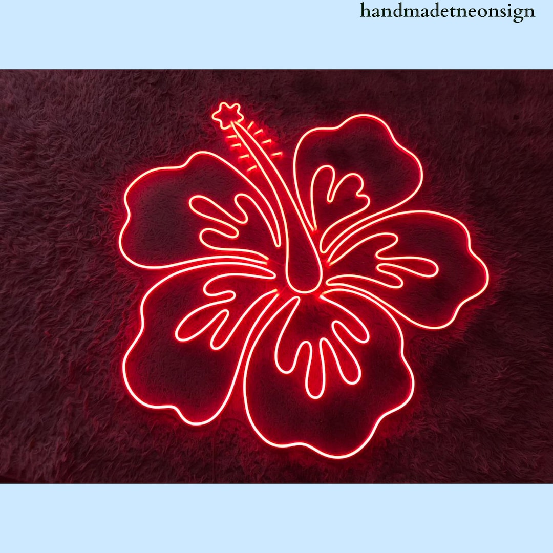 Custom Hibiscus Flower Neon Sign, Hawaiian Flower LED Light, Hawaii ...