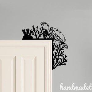 Personalized Turtle Door Corner Sign, Turtle Ocean Metal Door Topper ...