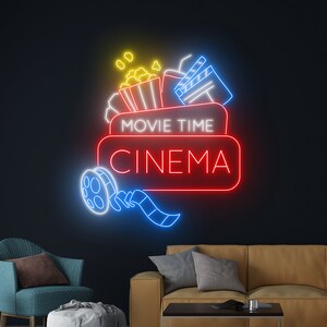 Custom Cinema Movie Time Neon Light, Movie Theater Led Sign, Cinema ...