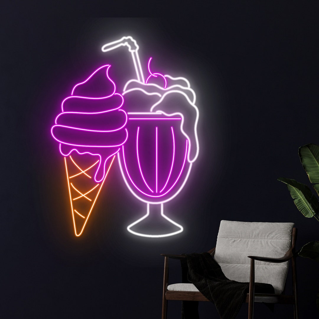 Milkshake Ice Cream Neon Led Sign, Ice Cream Milkshake Neon Sign ...