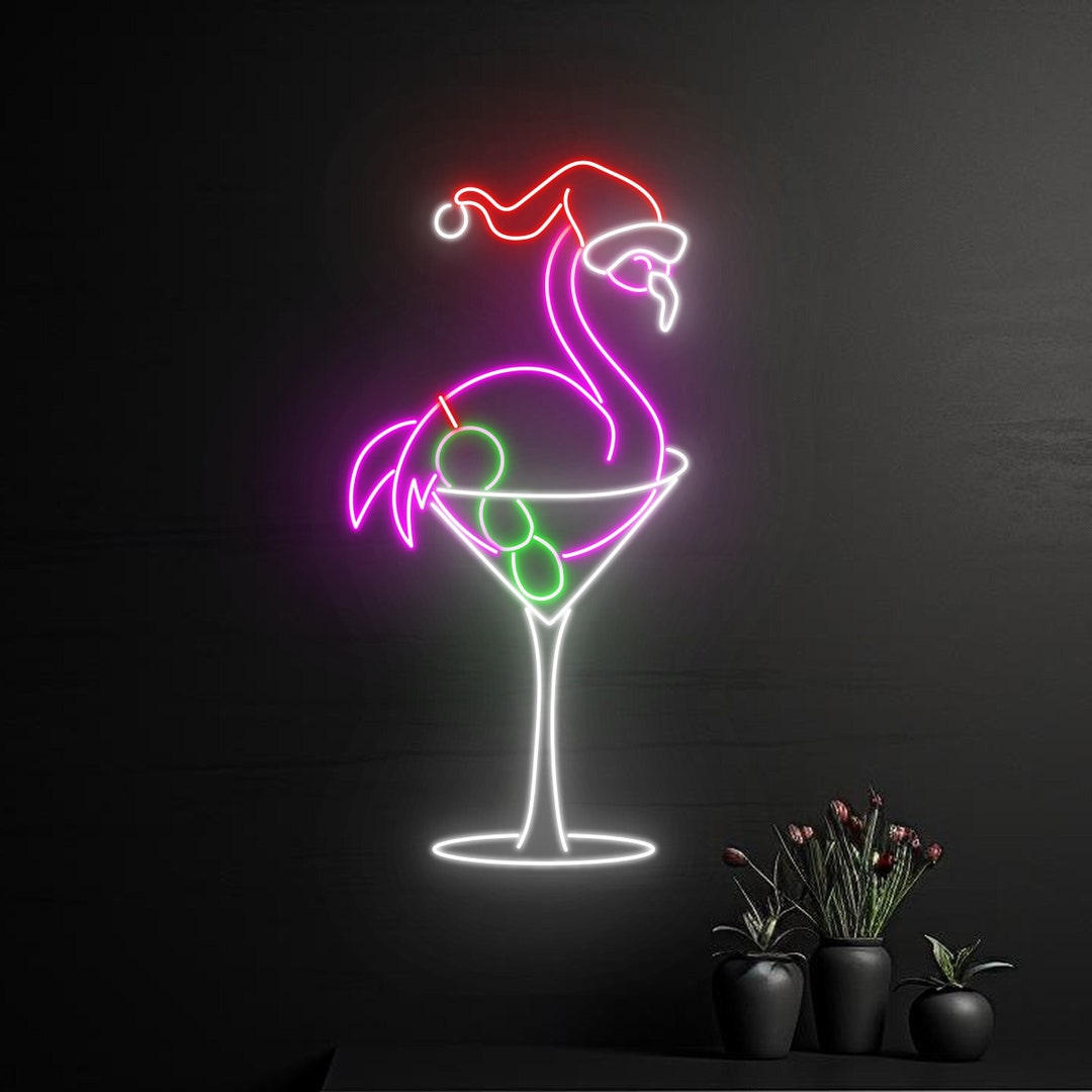 Flamingo Martini Led Sign, Martini Flamingo Neon Light, Flamingo ...