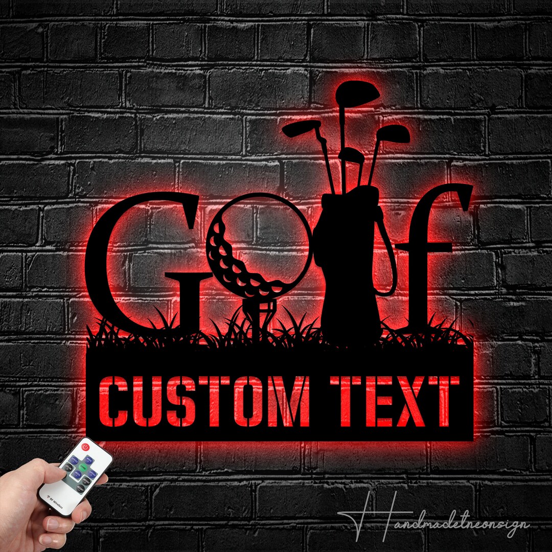 Custom Golfing Metal Wall Art LED Light - Personalized Golfer Sign Home ...