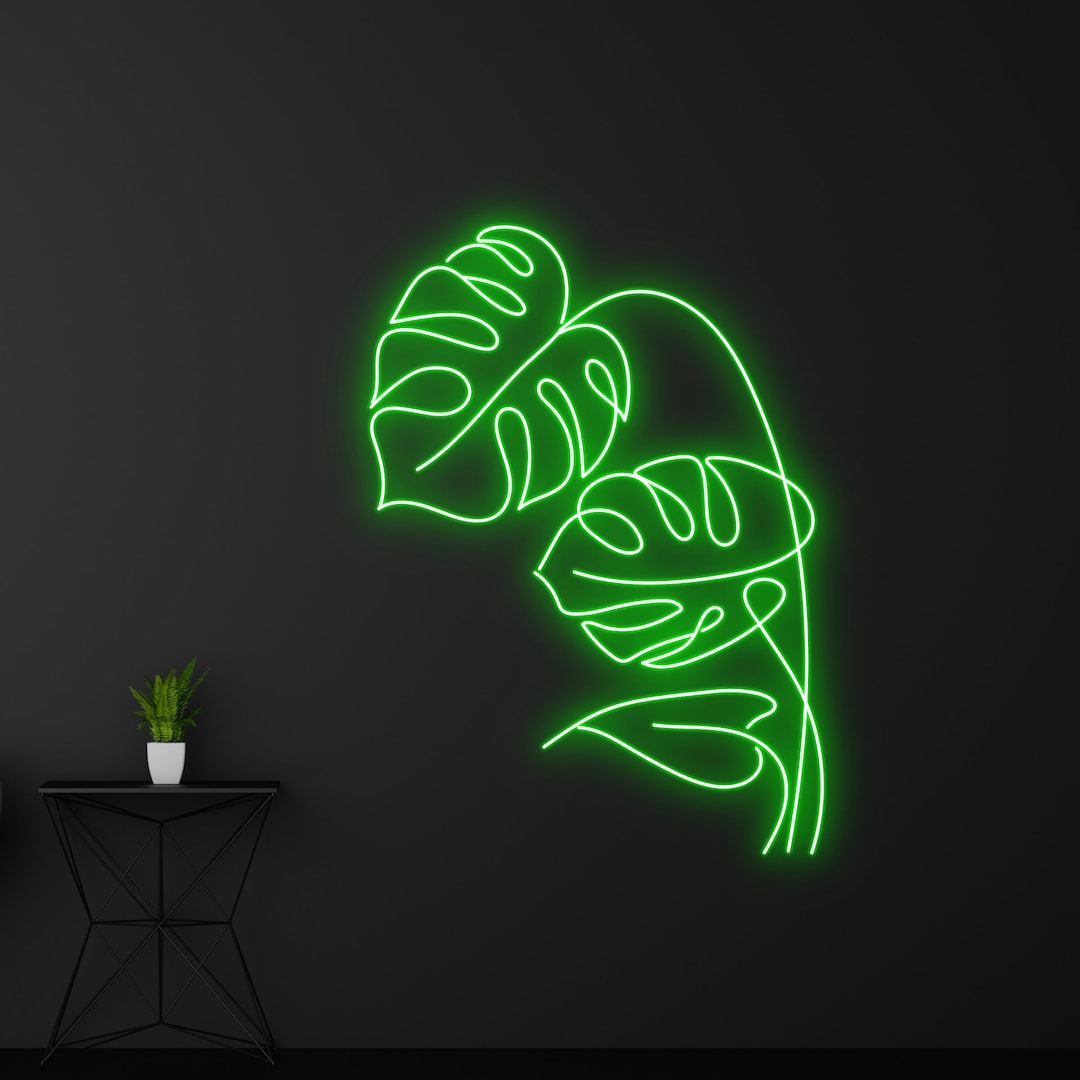 Custom Monstera Leaf Neon Light, Tropical Leaf Led Light, Green Leaf ...