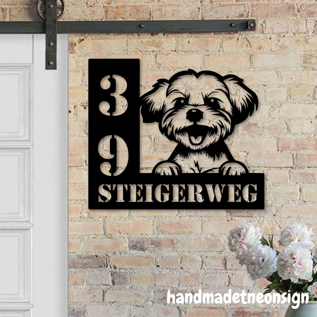 Personalized Maltese Dog House Number, Maltese Dog Home Number Metal ...