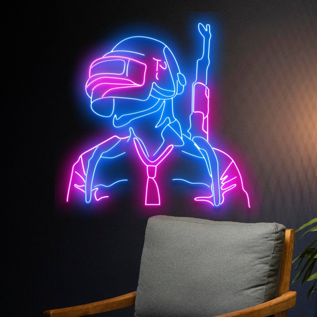 AKM Gun Game Player Neon Sign, AKM Assault Rifle Gamer Led Sign ...