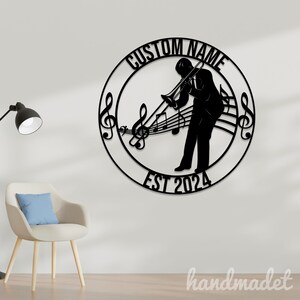 Personalized Trombone Metal Sign, Trombone Music Metal Light, Trombone ...