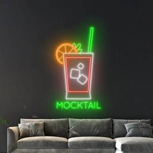 Mocktail Neon Sign, Cocktail Bar Logo LED Light, Mocktail Wine Neon ...