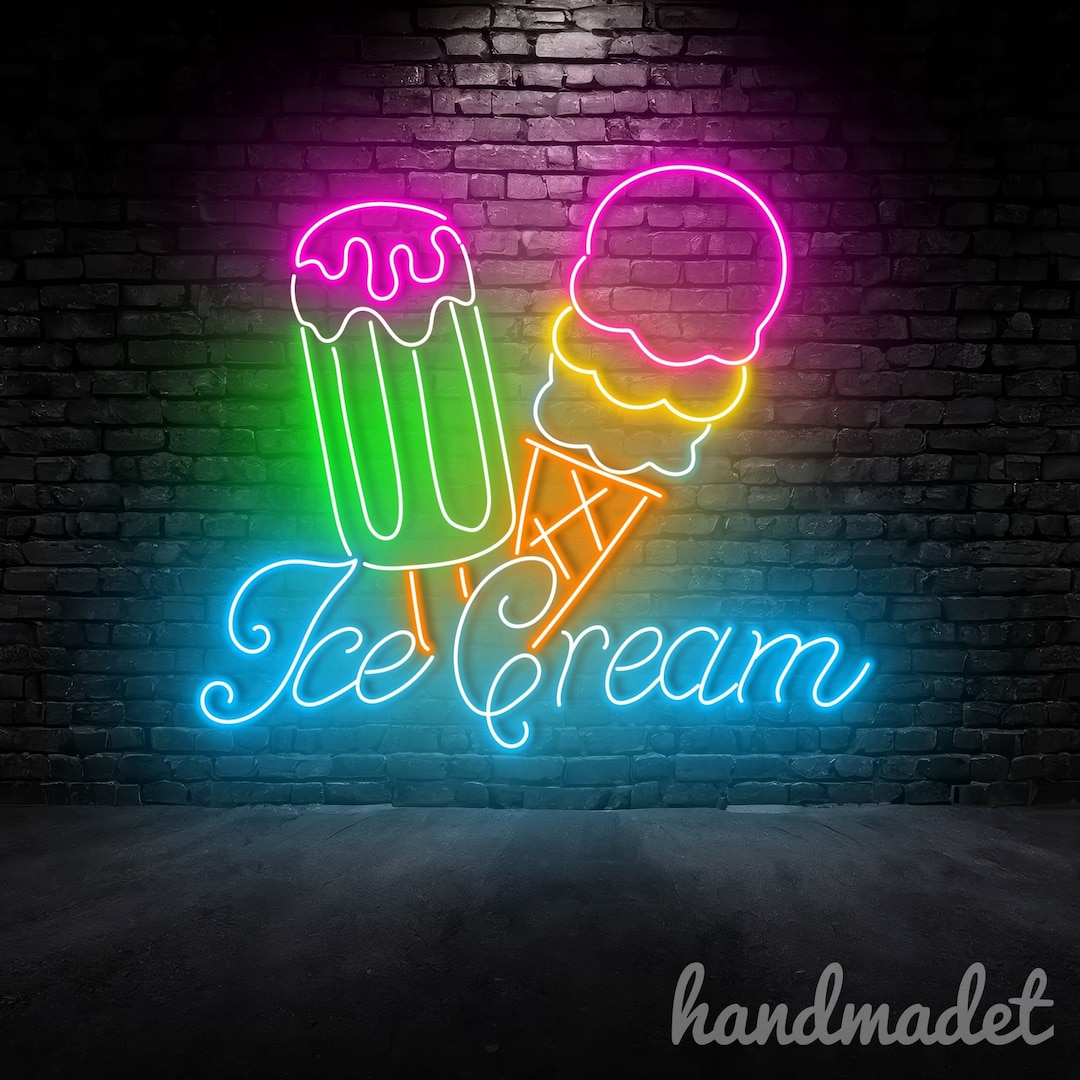 Ice Cream Neon Wall Sign, Ice Cream Stick Led Wall Sign, Gelato Neon ...