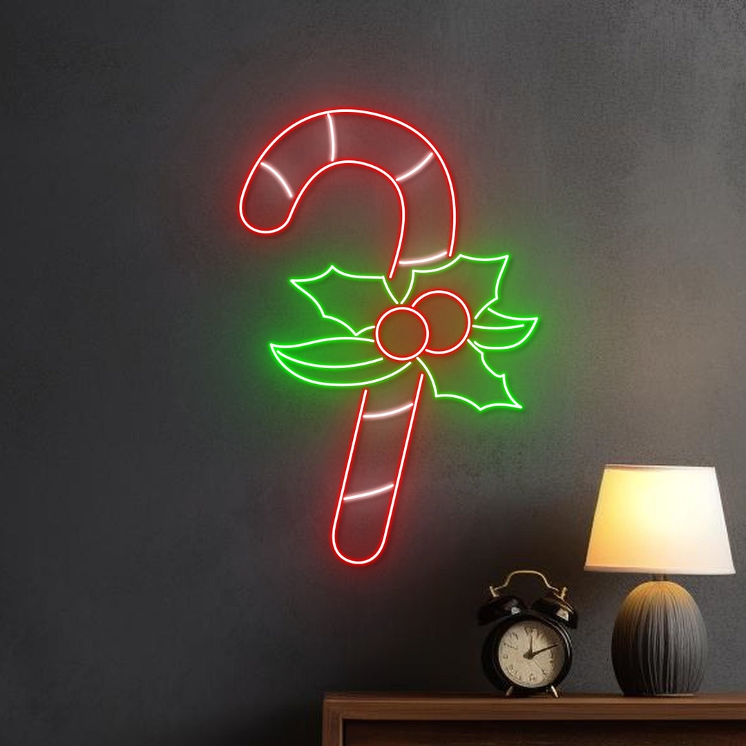 Candy Cane Neon Sign, Christmas Candy Cane Led Sign, Merry Christmas ...
