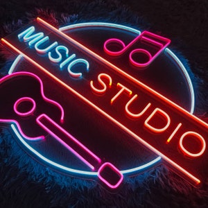 Music Studio Led Neon Sign, Music Neon Sign, Wall Decor, Music Led ...
