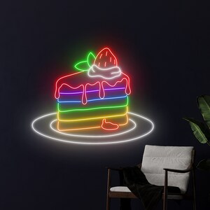 Rainbow Cake LED Sign, Strawberry Cake Neon Sign, Cream Cake Neon Light ...