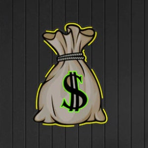 Money Bag Led Sign, Money Bag Neon Sign, Wall Decor, Money Bag Art Sign ...